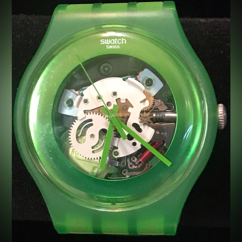 Swatch Lime Green Lacquered Skeleton Wristwatch Suog1… - Gem